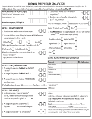 Fillable Online NATIONAL SHEEP HEALTH DECLARATION Fax Email Print ...