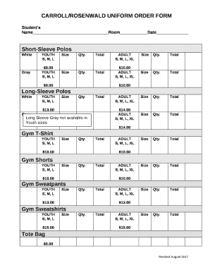 CARROLL/ROSENWALD UNI ORDER Doc Template | pdfFiller