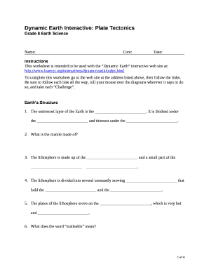 dynamic earth interactive worksheet Doc Template | pdfFiller