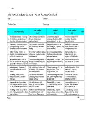 Interview Rating Scale Examples Human Resource Consultant - des wa Doc ...