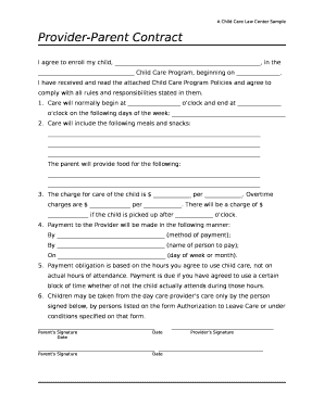 Provider-Parent Contract Doc Template | pdfFiller