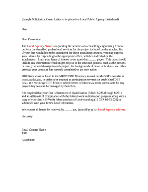 (Sample Solicitation Cover Letter to be placed on Local Public Agency ...