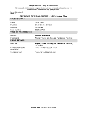 AFFIDAVIT OF FIONA FRAME 13 February 20xx Doc Template | pdfFiller