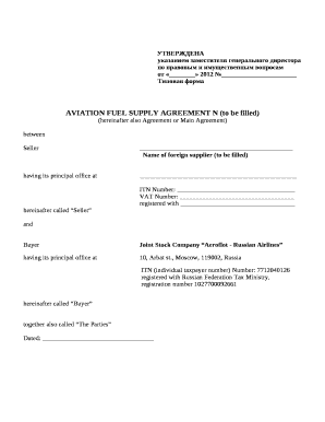 AVIATION FUEL SUPPLY AGREEMENT N (to be filled) Doc Template | pdfFiller