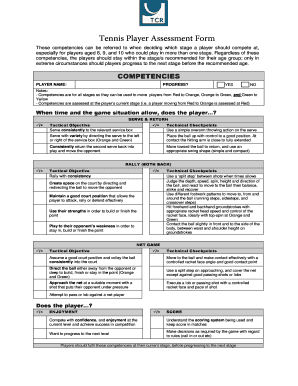 Fillable Online Tennis Player Assessment Form Fax Email Print - pdfFiller