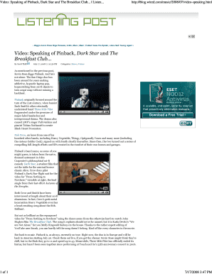 Fillable Online Video: Speaking of Pinback, Dark Star and The Breakfast ...