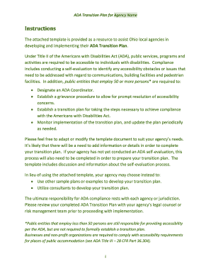 Fillable Online ADA Transition Plan for Agency Name Fax Email Print ...