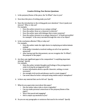 Fillable Online Short Story Peer Editing Checklist Fax Email Print ...