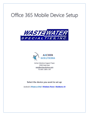 Fillable Online Office 365 Mobile Device Setup Fax Email Print - pdfFiller