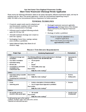 Short-Term Wastewater Discharge Permit Application Doc Template | pdfFiller