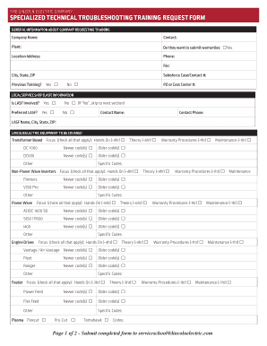 Fillable Online SPECIALIZED TECHNICAL TROUBLESHOOTING TRAINING REQUEST ...
