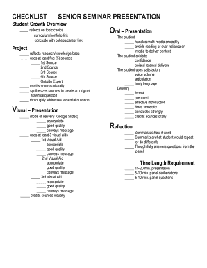 Fillable Online SENIOR SEMINAR PRESENTATION Fax Email Print - pdfFiller