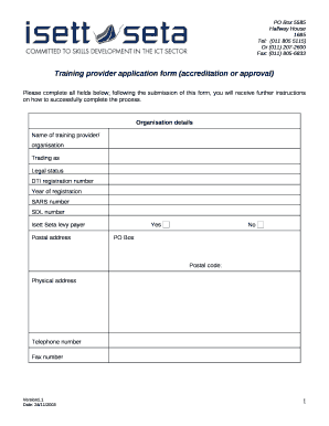 Training provider application (accreditation or approval) Doc Template ...
