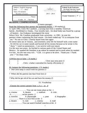 reading comprehension Doc Template | pdfFiller