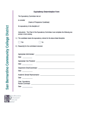 Equivalency Determination Doc Template | pdfFiller