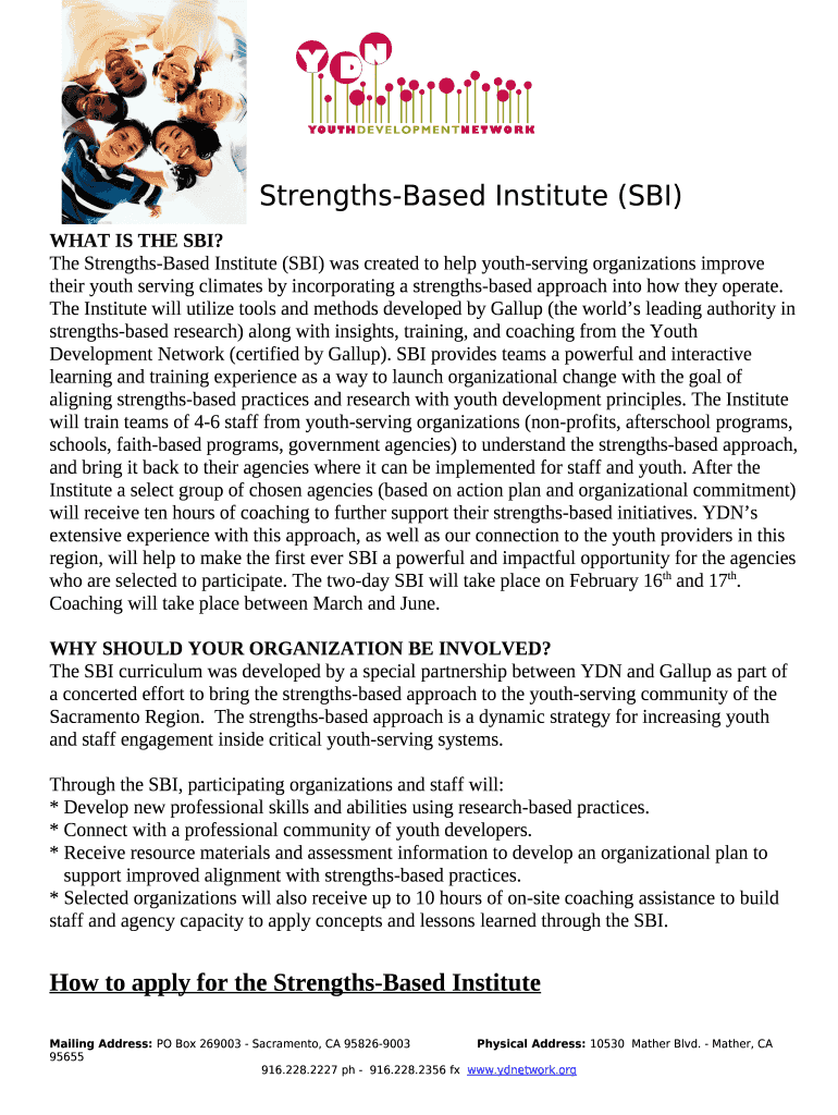 Strengths-Based Institute (SBI) Doc Template | pdfFiller