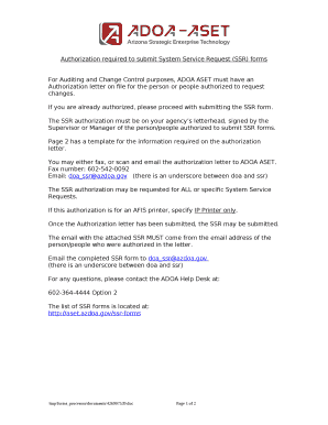 Authorization required to submit System Service Request (SSR) s Doc ...