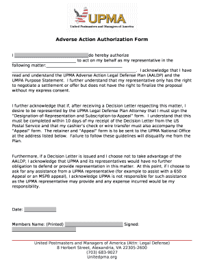 Adverse Action Authorization Doc Template | pdfFiller