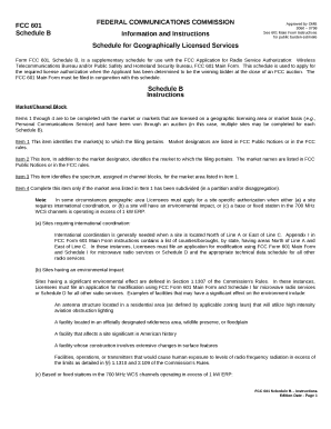 FCC 601, Schedule B, is a supplementary schedule for use with the FCC ...