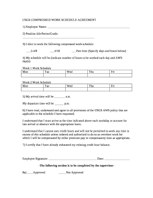 USGS COMPRESSED WORK SCHEDULE AGREEMENT Doc Template | pdfFiller