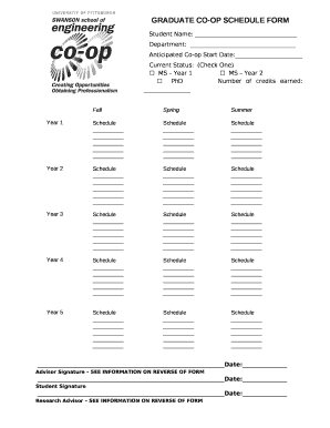 GRADUATE CO-OP SCHEDULE Doc Template | pdfFiller