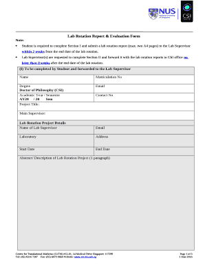 Lab Rotation Report & Evaluation Doc Template | pdfFiller