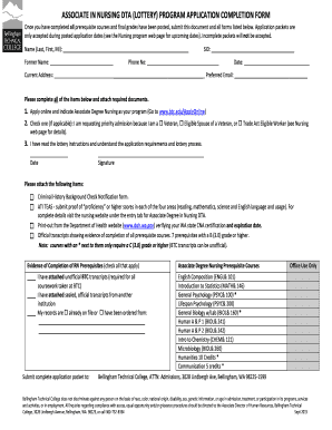 Fillable Online ASSOCIATE IN NURSING DTA (LOTTERY) PROGRAM APPLICATION ...