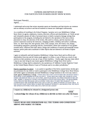 EXPRESS ASSUMPTION OF RISKS Doc Template | pdfFiller