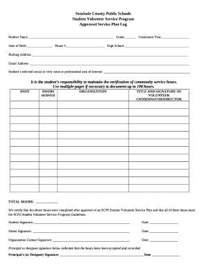 Seminole County Public Schools Student Volunteer Service Program Doc ...