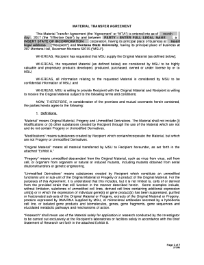 This Material Transfer Agreement (the Agreement or MTA) is entered into ...