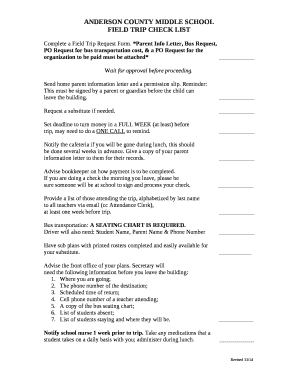 Complete a Field Trip Request Doc Template | pdfFiller