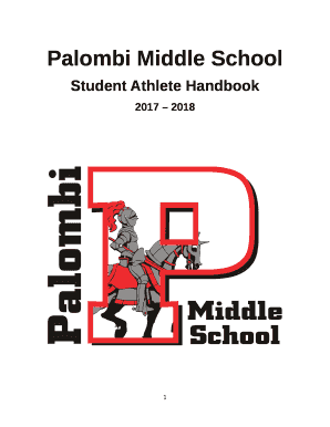 Palombi Middle School Student Athlete Handbook Doc Template | pdfFiller