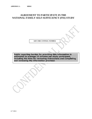 NATIONAL FAMILY SELF-SUFFICIENCY (FSS) STUDY Doc Template | pdfFiller