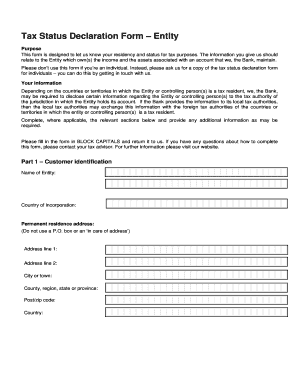 Fillable Online Tax Status Declaration Form Entity Fax Email Print ...