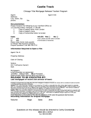 Chicago Title Mortgage Release Tracker Program Doc Template | pdfFiller