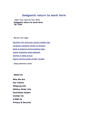 Sedgwick return to work Doc Template | pdfFiller