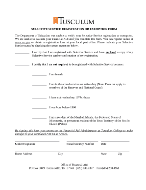 SELECTIVE SERVICE REGISTRATION OR EXEMPTION Doc Template | pdfFiller