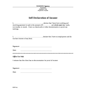 Self Declaration of Income Doc Template | pdfFiller
