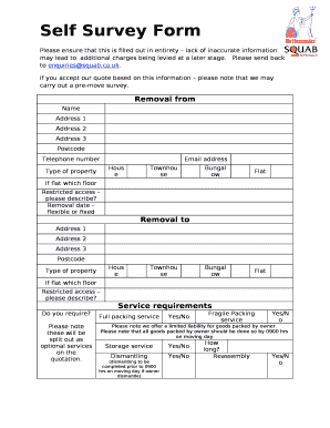 Self Survey Doc Template | pdfFiller