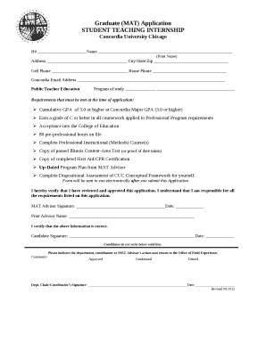 STUDENT TEACHING INTERNSHIP Doc Template | pdfFiller