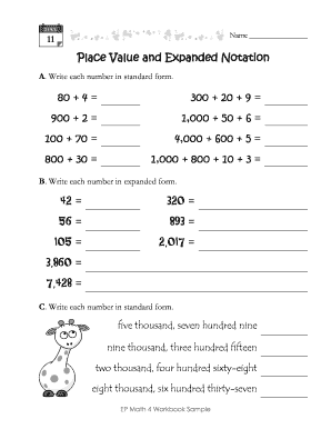 Fillable Online Place Value and Expanded Notation Fax Email Print ...