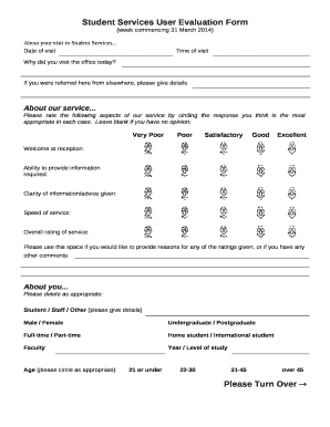 Student Services User Evaluation Doc Template | pdfFiller