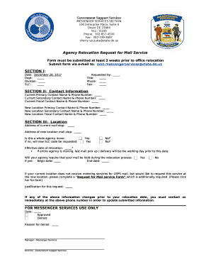 Agency Relocation Request for Mail Service Doc Template | pdfFiller