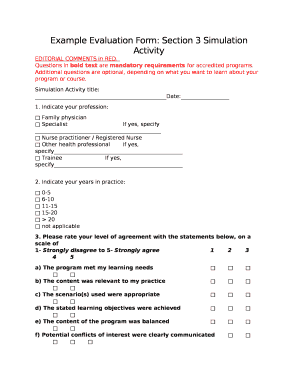 Example Evaluation : Section 3 Simulation Activity Doc Template | pdfFiller