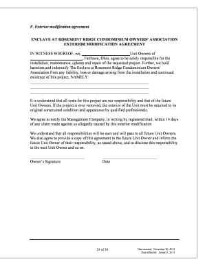 Fillable Online Exterior modification agreement Fax Email Print - pdfFiller