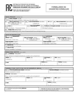 ULRIO DE CADASTRO CONSULAR Doc Template | pdfFiller