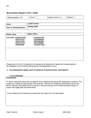 Summative Report : Chair Doc Template | pdfFiller