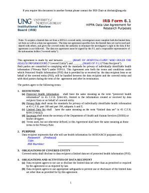 HIPPA Data Use Agreement for Doc Template | pdfFiller