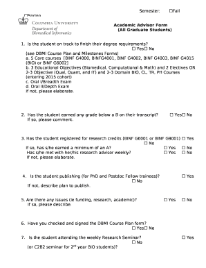Academic Advisor Doc Template | pdfFiller