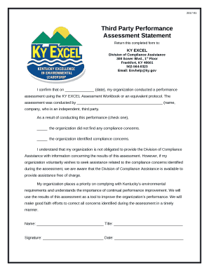 Third Party Perance Assessment Statement - dca ky Doc Template | pdfFiller